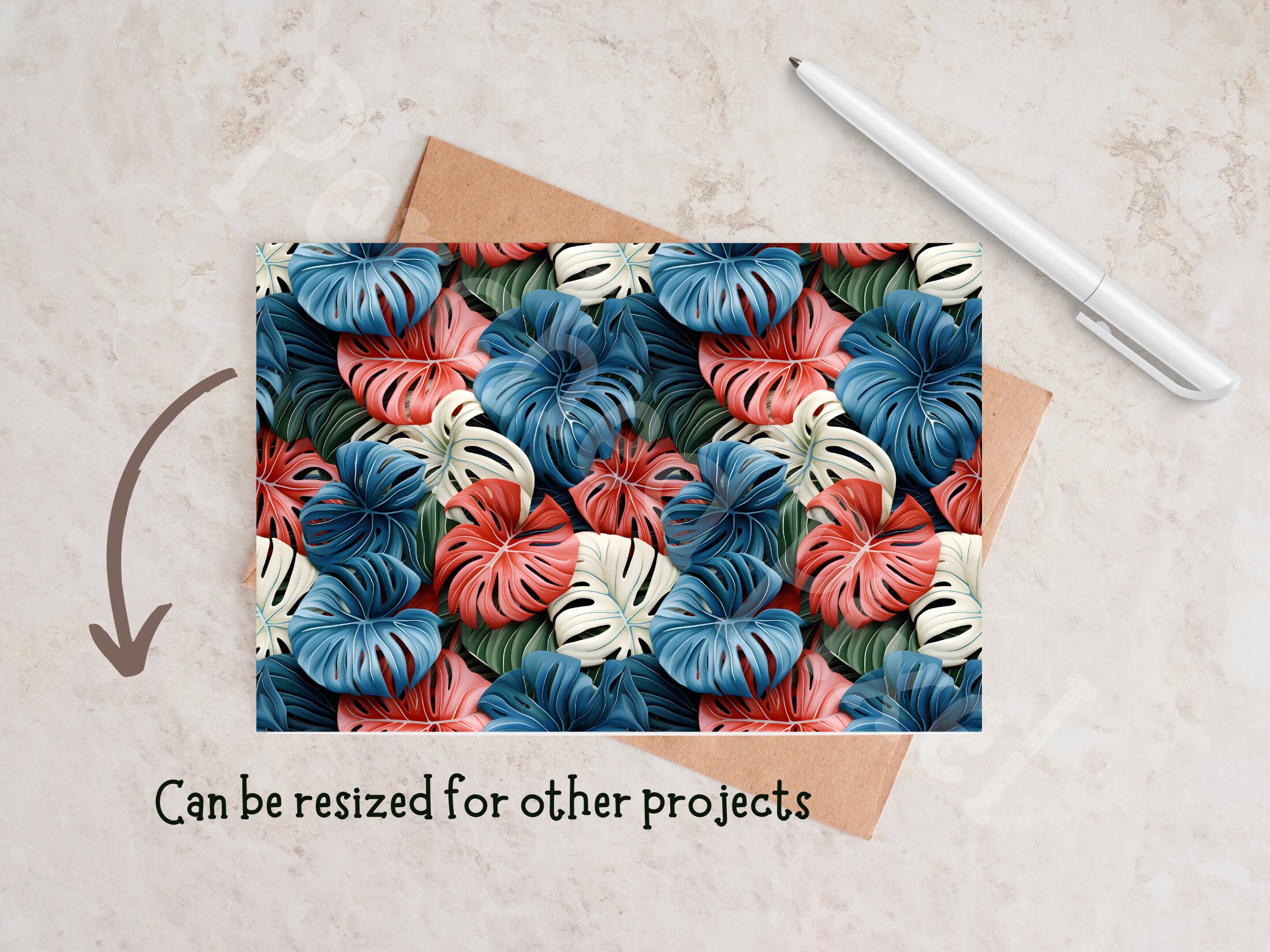 Seamless Patriotic Monstera Leaf, 20oz Skinny Straight Tumbler ...