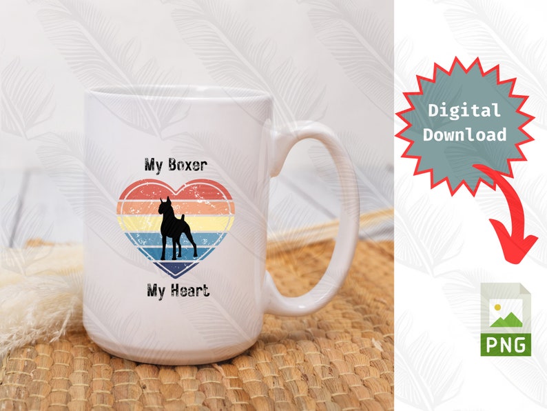 Boxer Dog Sunset Heart PNG, 'my Boxer My Heart' Design (digital ...