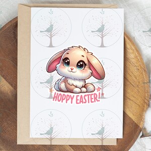 Happy Hoppy Easter Clipart, Baby Bunny Rabbit, April Holiday, Spring ...