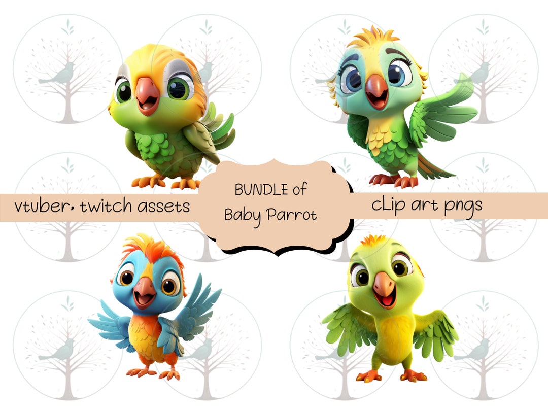 Baby Parrots PNG, Cute Bird Clipart, Vtuber, Pngtuber, Twitch Assets ...