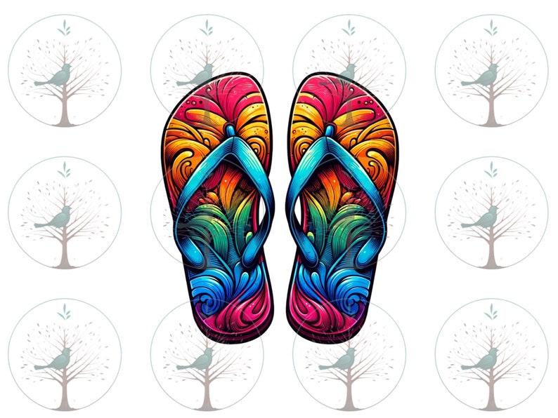 Rainbow Flip Flop Clipart, Summer Time, Vacation Vibes, Tropical Beach ...