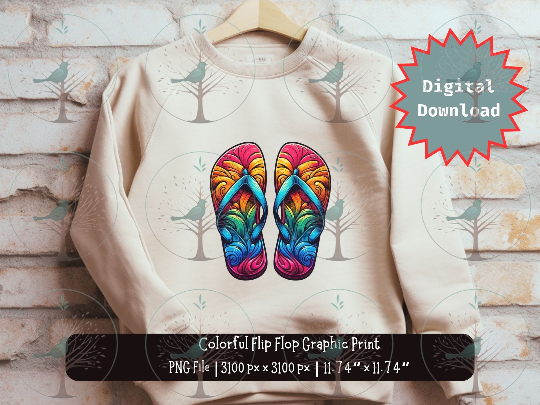 Rainbow Flip Flop Clipart, Summer Time, Vacation Vibes, Tropical Beach ...