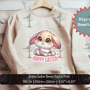 Happy Hoppy Easter Clipart, Baby Bunny Rabbit, April Holiday, Spring ...