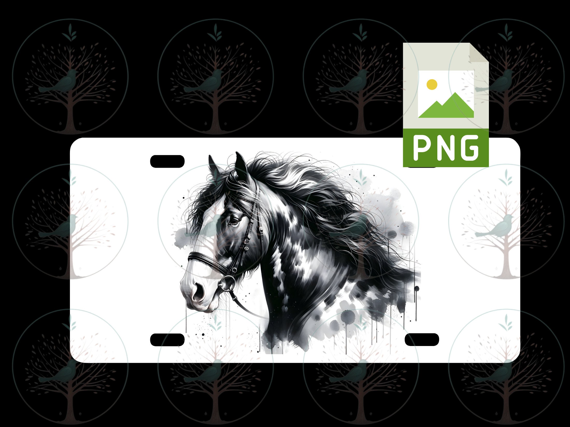Gorgeous Black Horse License Plate PNG, Animal Lover Gift, Clydesdale ...