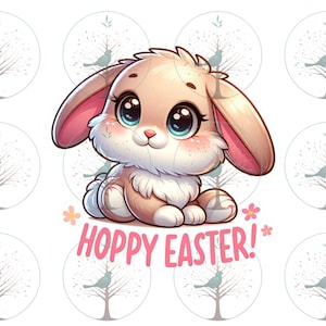 Happy Hoppy Easter Clipart, Baby Bunny Rabbit, April Holiday, Spring ...