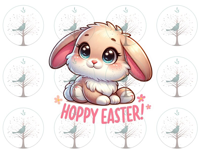 Happy Hoppy Easter Clipart, Baby Bunny Rabbit, April Holiday, Spring ...