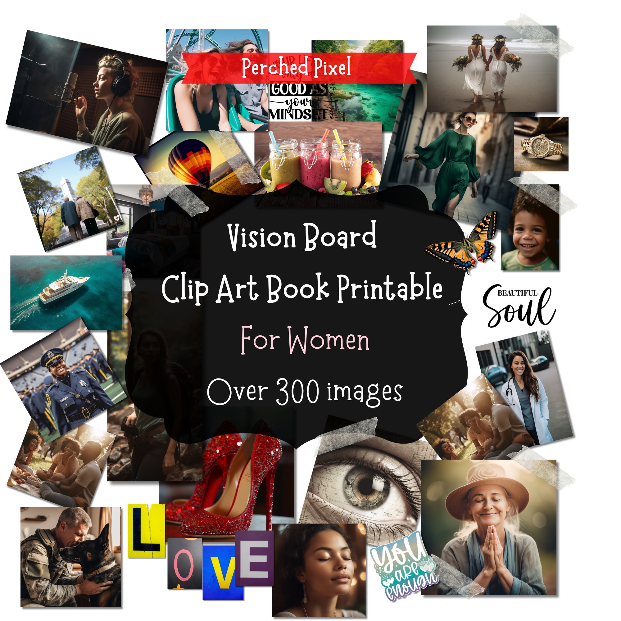 Women's Vision Board Bundle Printable PDF for Female Energy, Positive ...