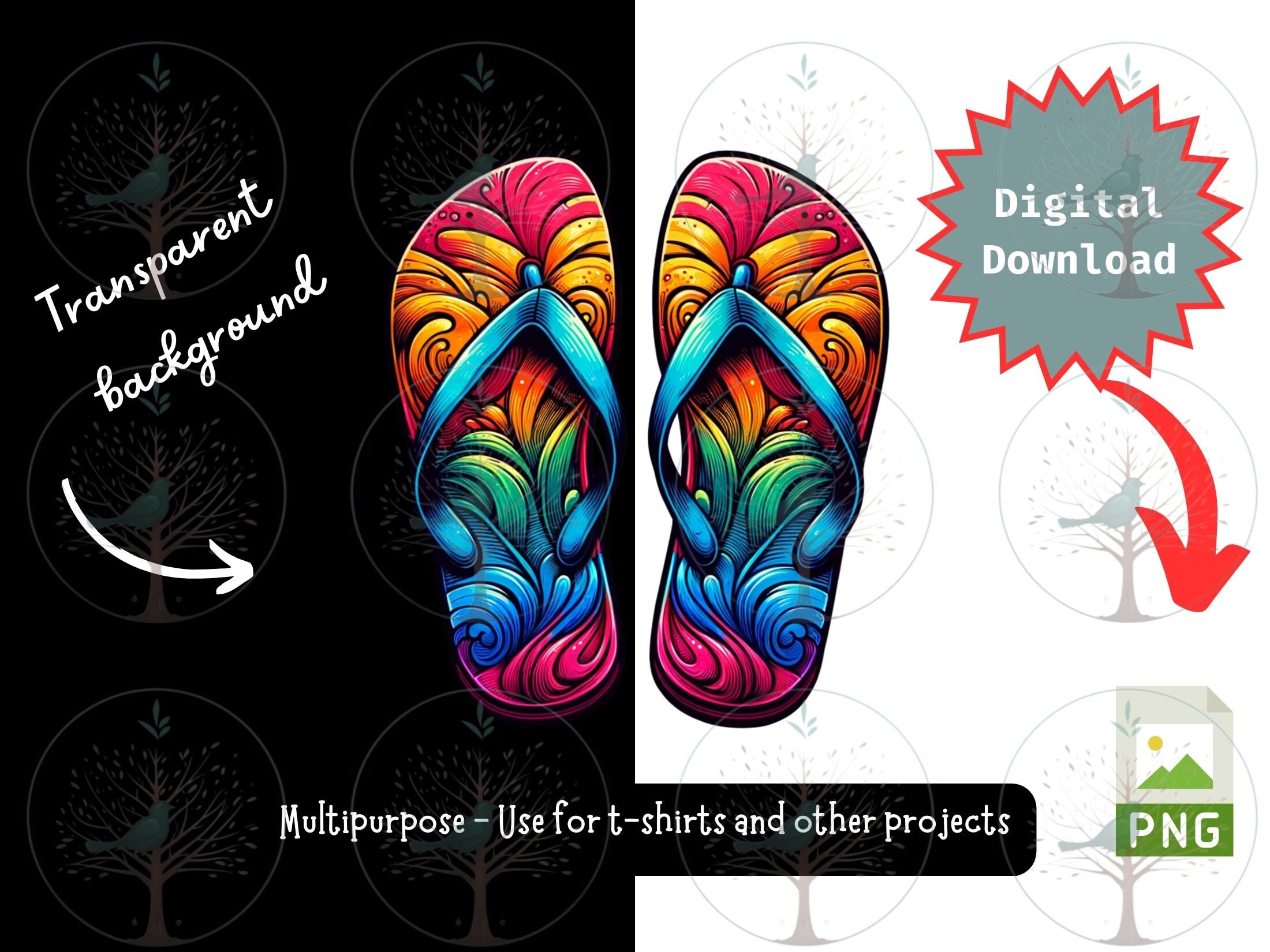 Rainbow Flip Flop Clipart, Summer Time, Vacation Vibes, Tropical Beach ...