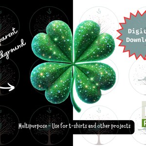 Glitter Shamrock Four Leaf Clover Png, Saint Patricks Day Png, Irish ...