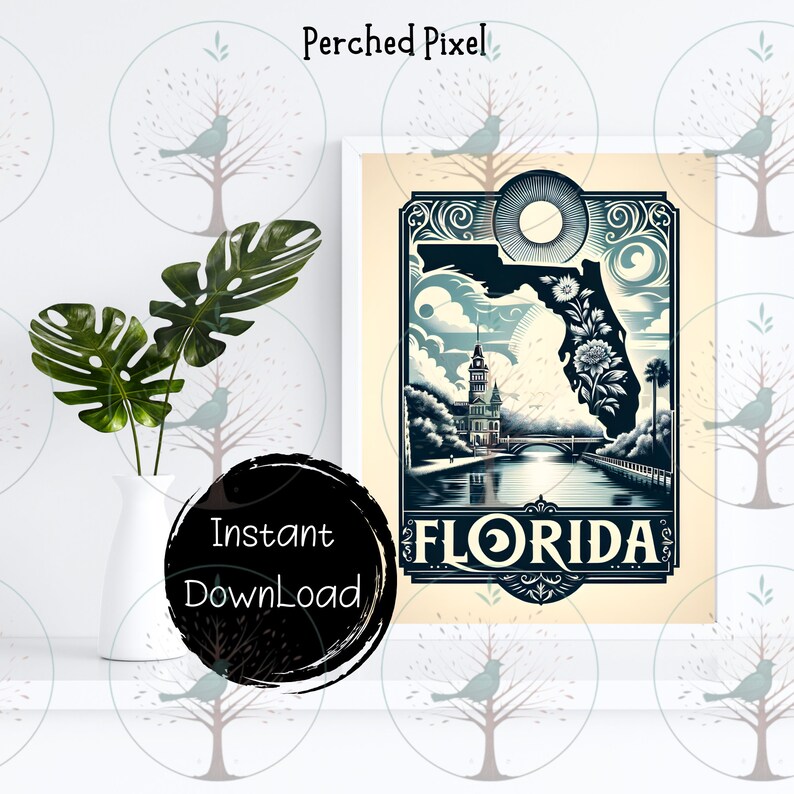 State of Florida PRINTABLE Digital File, Art Print Poster, Space Coast ...