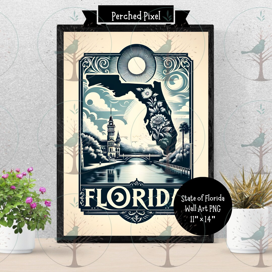 State of Florida PRINTABLE Digital File, Art Print Poster, Space Coast ...