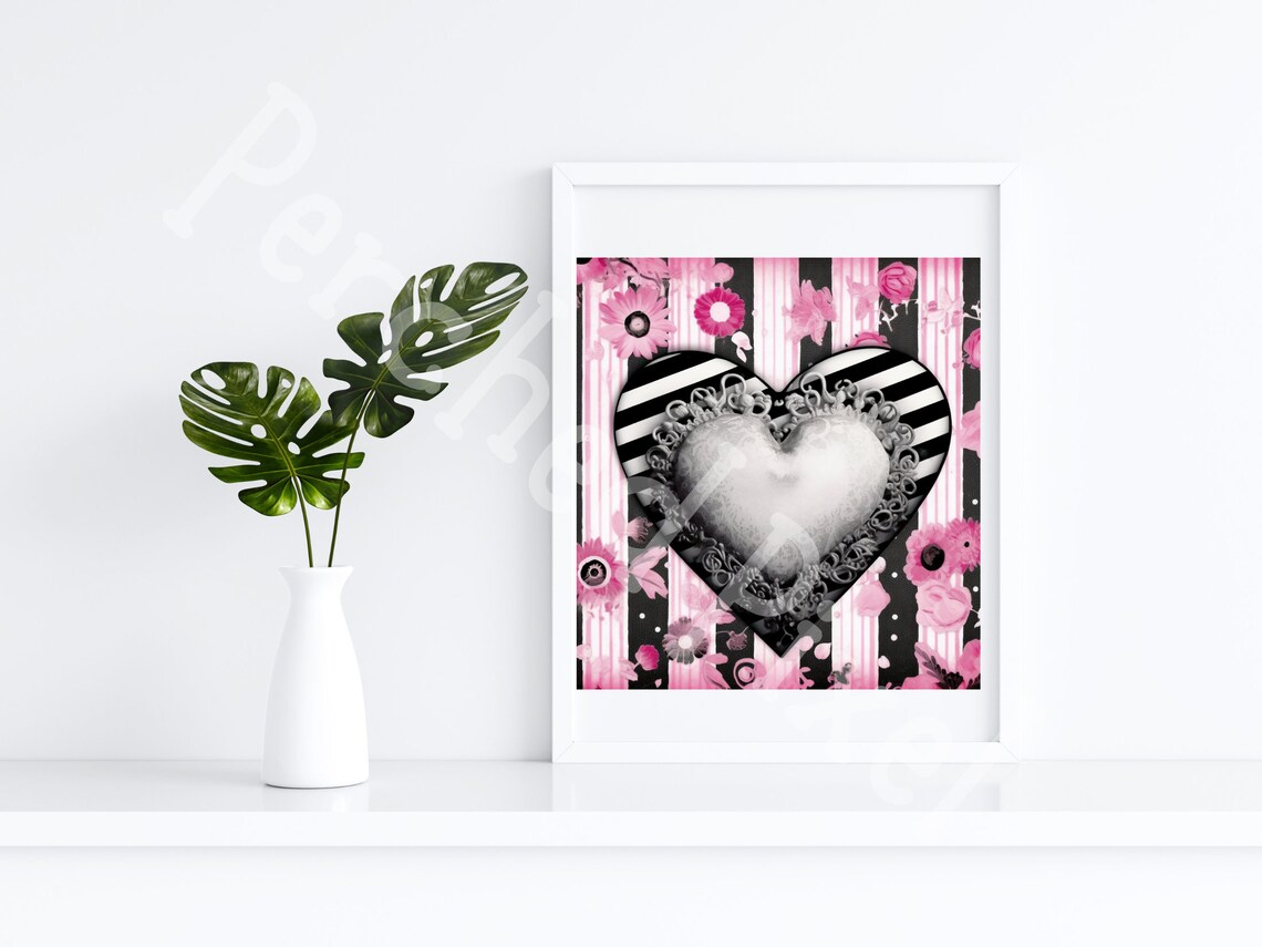 Striped Hearts Clip Art Bundle Valentines Day PNG Pink - Etsy
