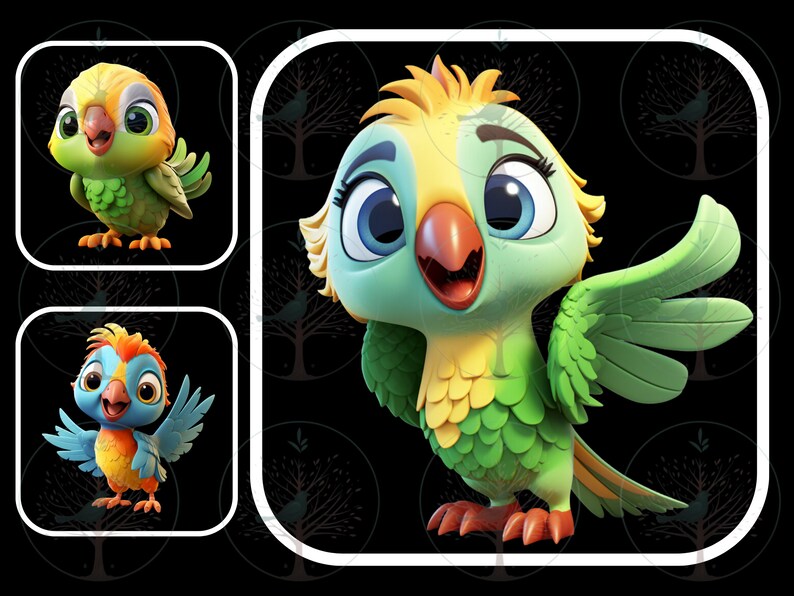 Baby Parrots PNG, Cute Bird Clipart, Vtuber, Pngtuber, Twitch Assets ...
