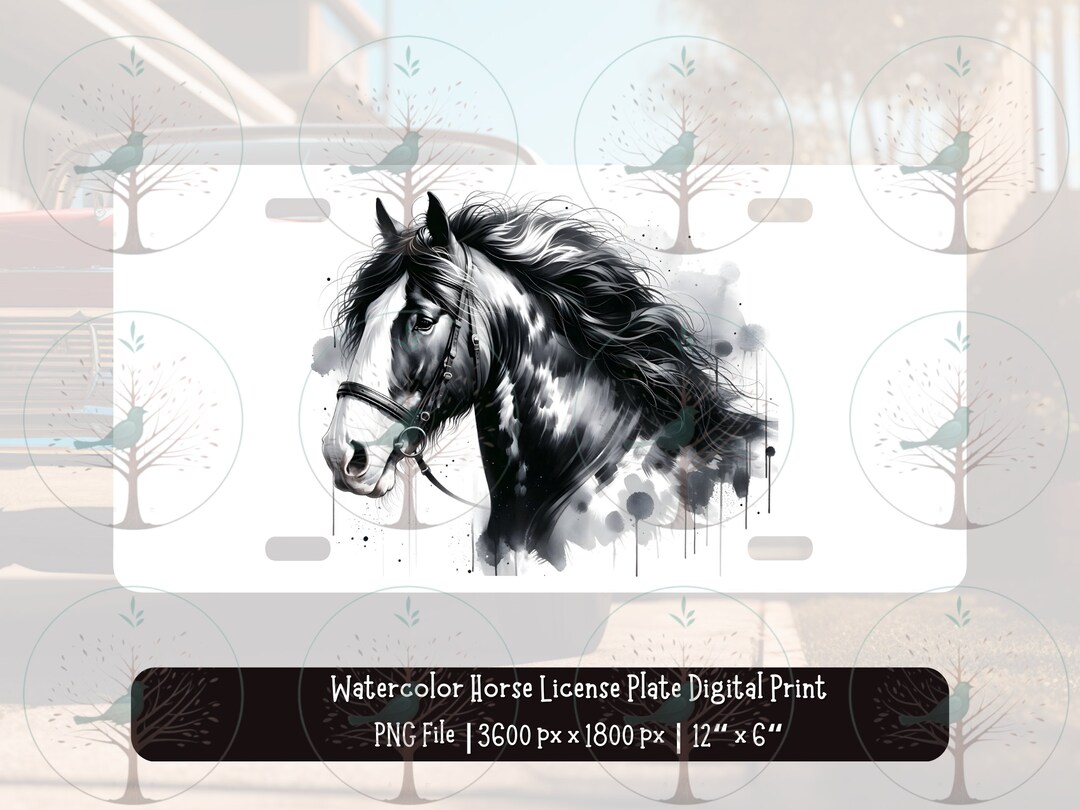 Gorgeous Black Horse License Plate PNG, Animal Lover Gift, Clydesdale ...
