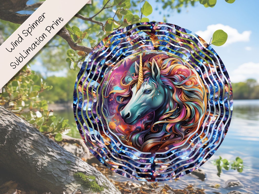 Mystical Gem Unicorn Wind Spinner Sublimation Design, Wind Spinner PNG ...