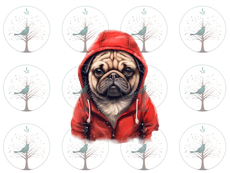 Cool Pug in a Red Hoodie Png, Instant Digital Download, Dog Mom Pet ...