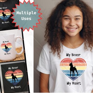 Boxer Dog Sunset Heart PNG, 'my Boxer My Heart' Design (digital ...