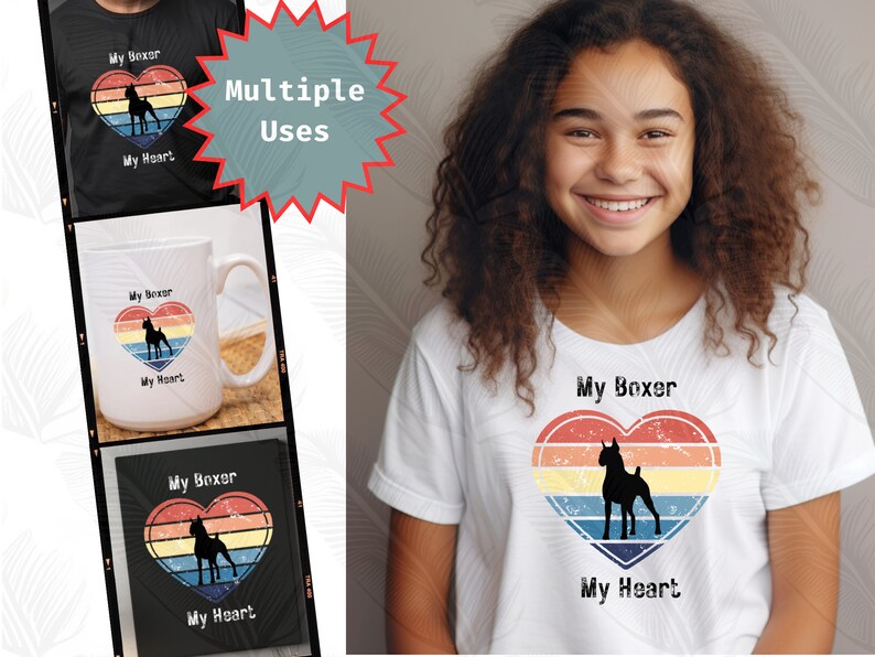 Boxer Dog Sunset Heart PNG, 'my Boxer My Heart' Design (digital ...
