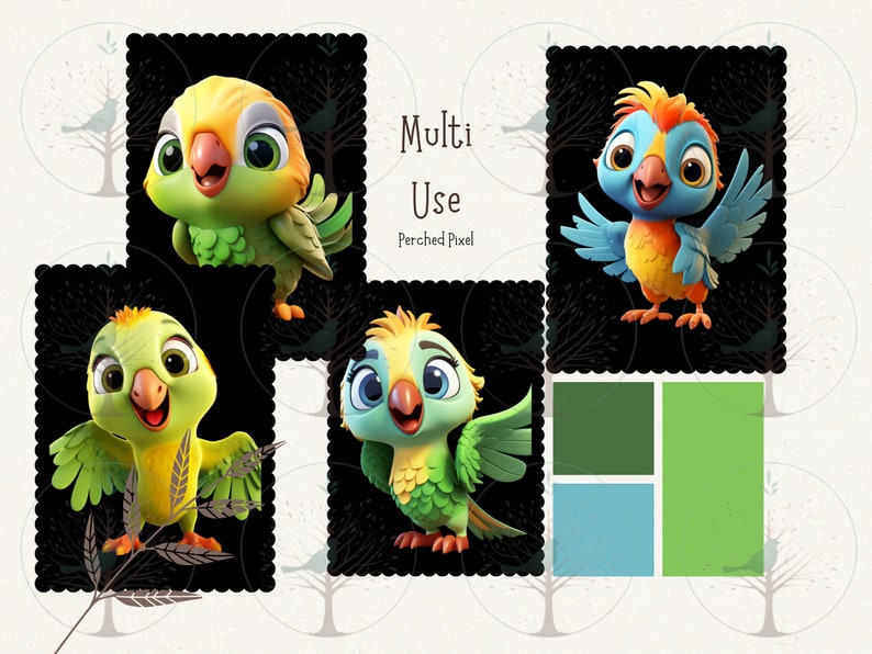 Baby Parrots PNG, Cute Bird Clipart, Vtuber, Pngtuber, Twitch Assets ...
