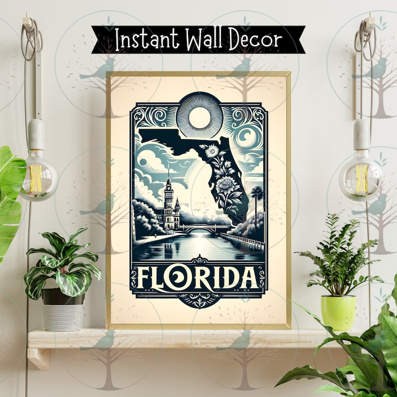State of Florida PRINTABLE Digital File, Art Print Poster, Space Coast ...