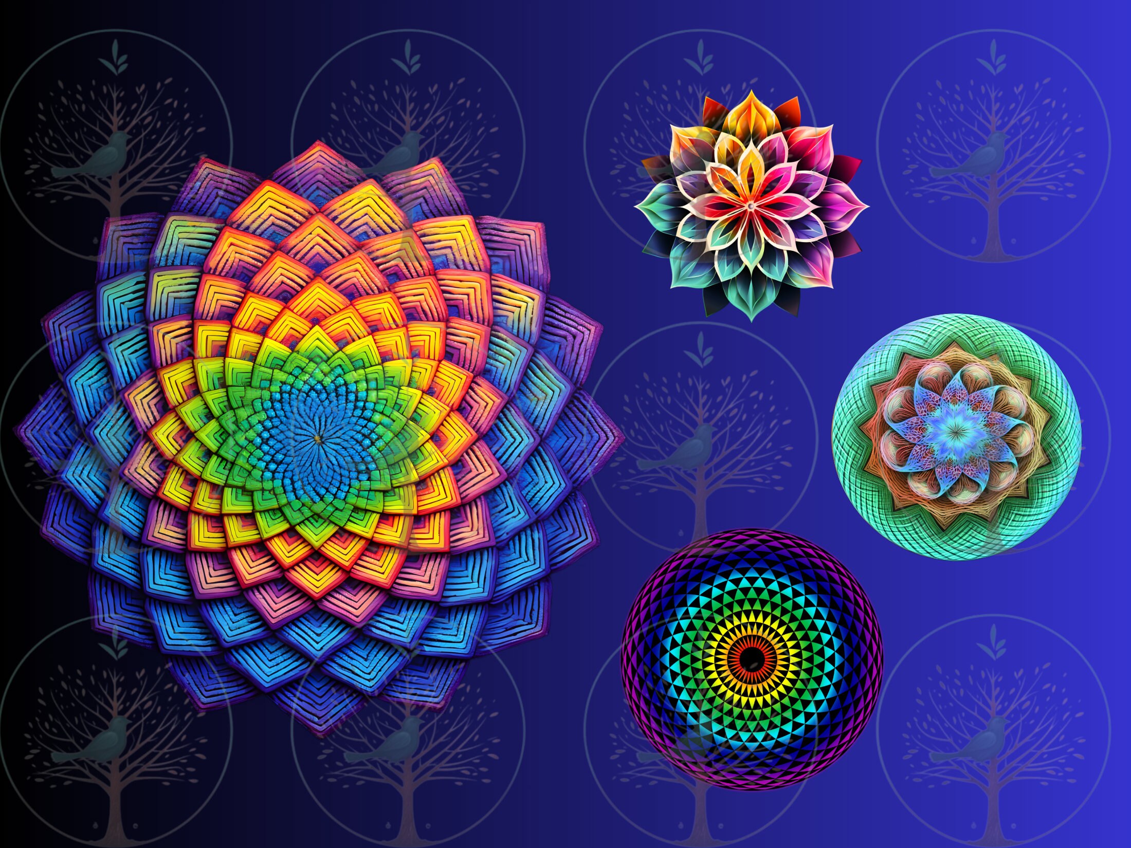 Neon Mandala Clipart Set, Vibrant Colorful, Chakra, Torus, Bohemian ...