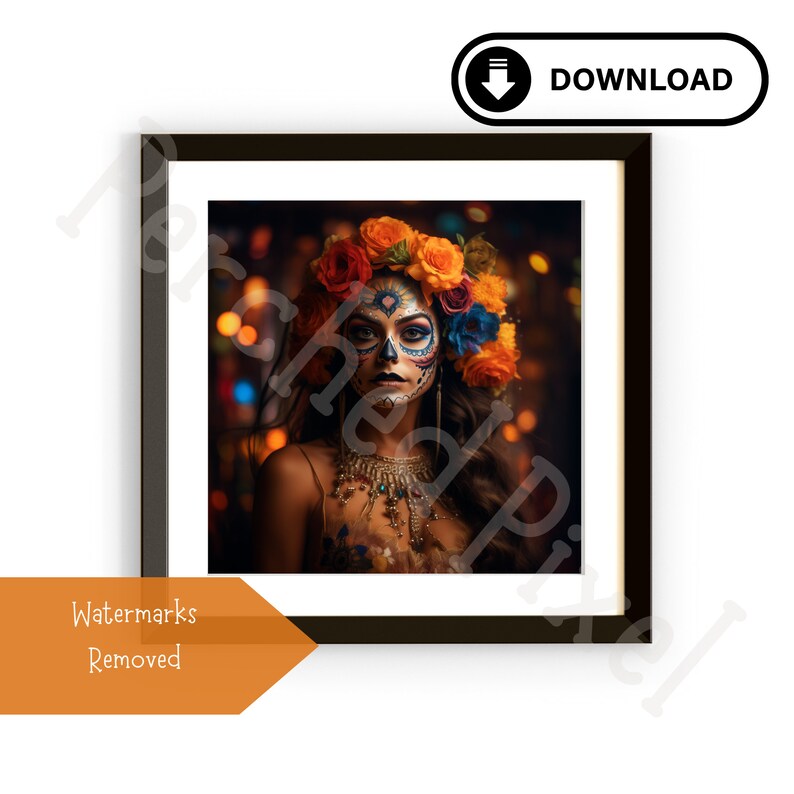 Day of the Dead Portraits of Women, Painted Sugar Skull Faces, Clipart ...