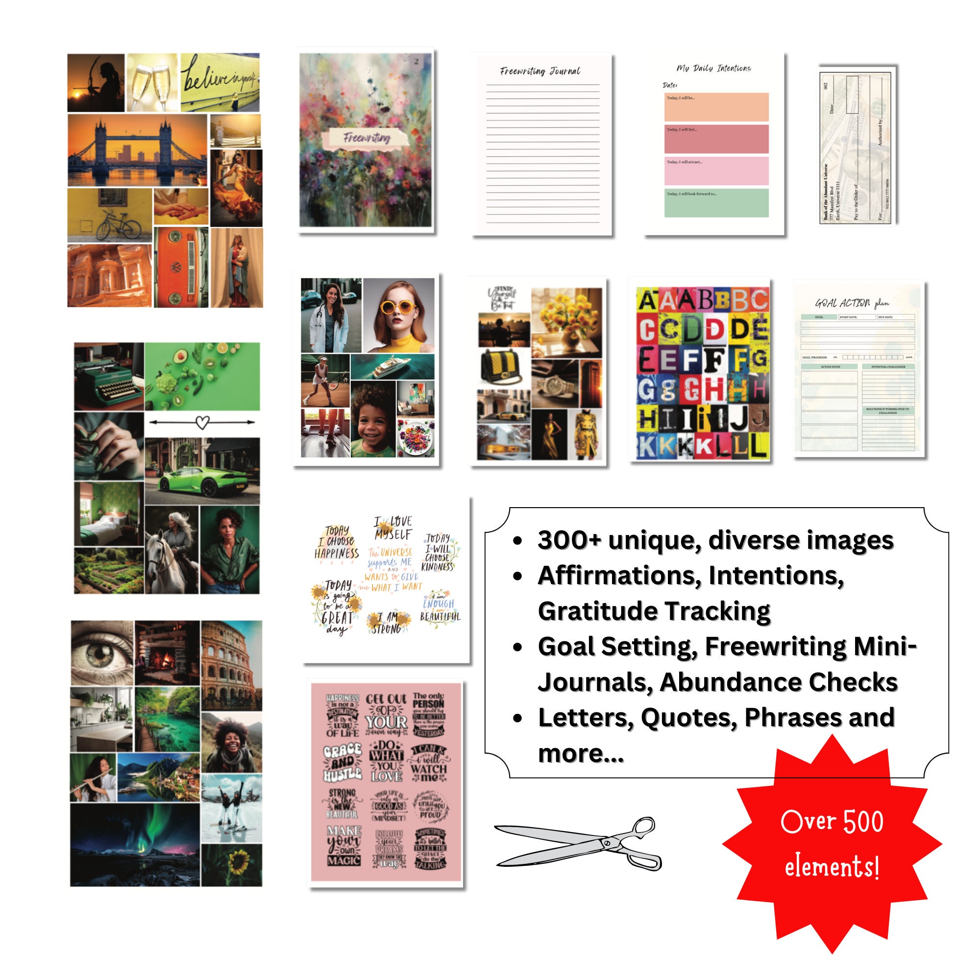 Women's Vision Board Bundle Printable PDF for Female Energy, Positive ...