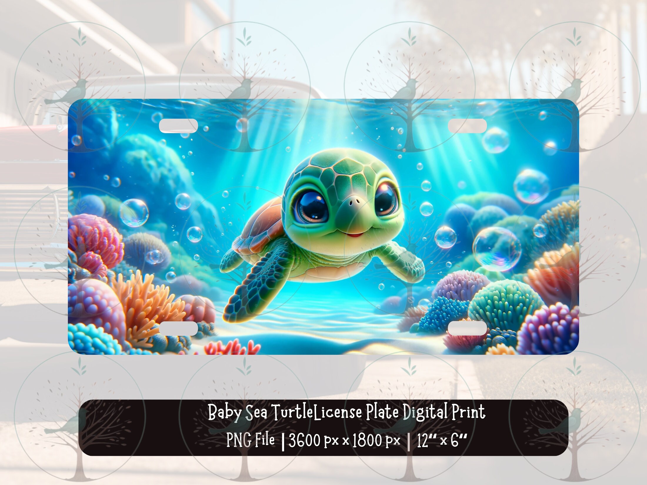 Baby Sea Turtle License Plate PNG, Animal Lover Gift, Airbrush, Car ...