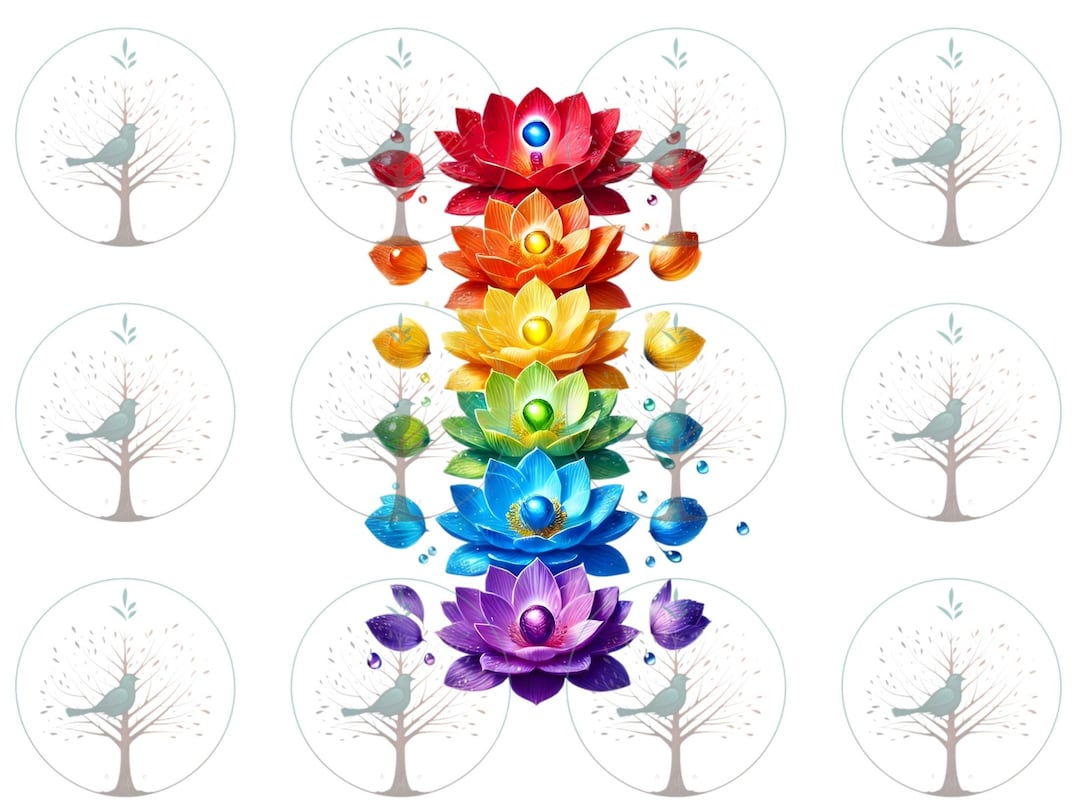 Chakra Flowers Clipart, Vibrant Colorful, Mindful, Mediation Art ...