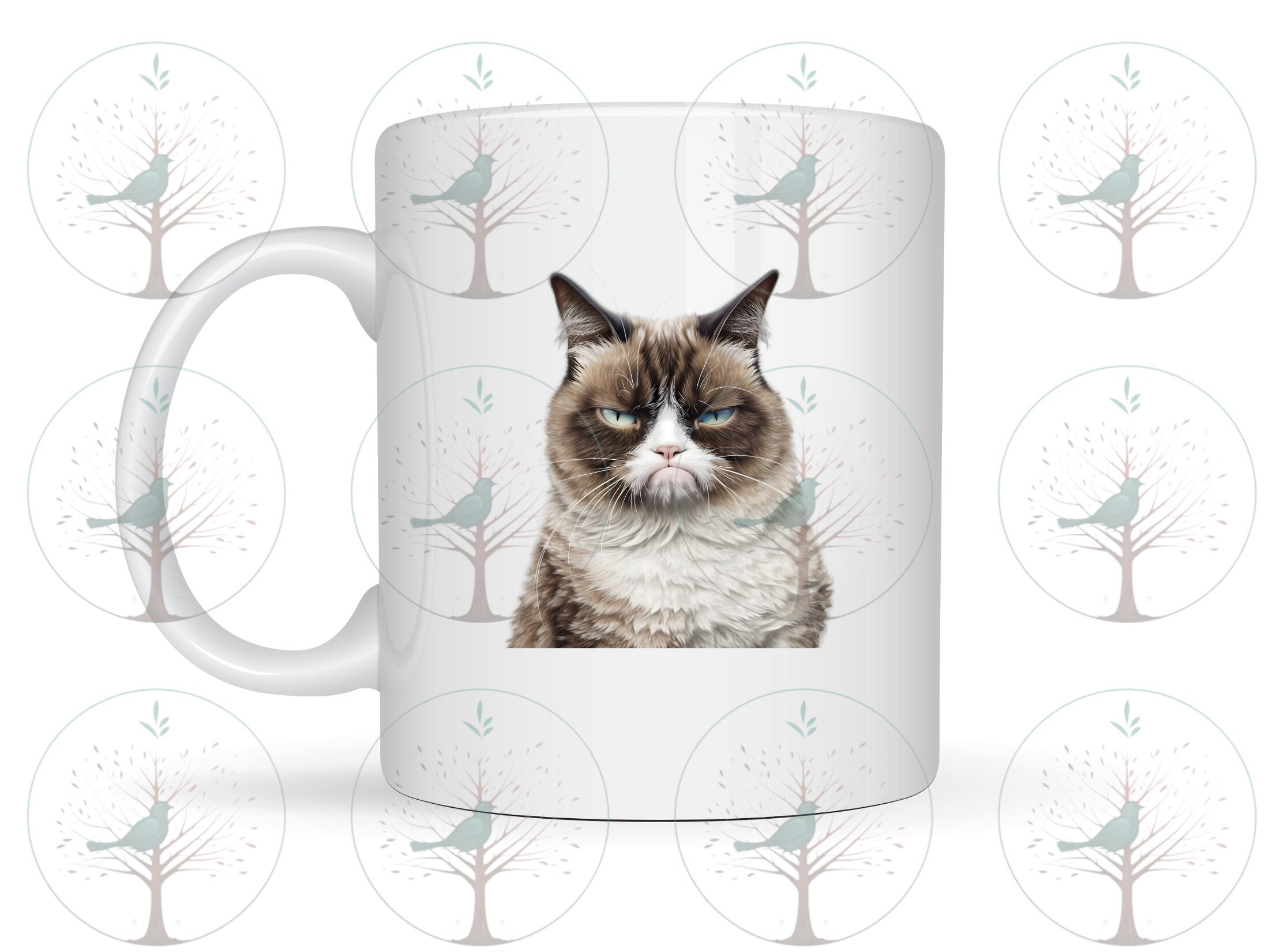 Silly Meme Cat Clipart Grumpy Cat Portrait Funny Cat Mom - Etsy