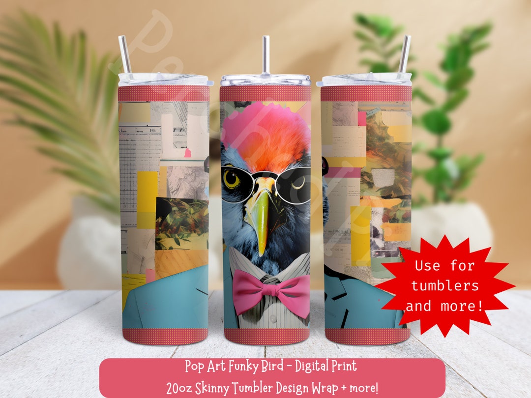 Funky Bird Pop Art, 20oz Tumbler Design (PNG, JPG) - Etsy