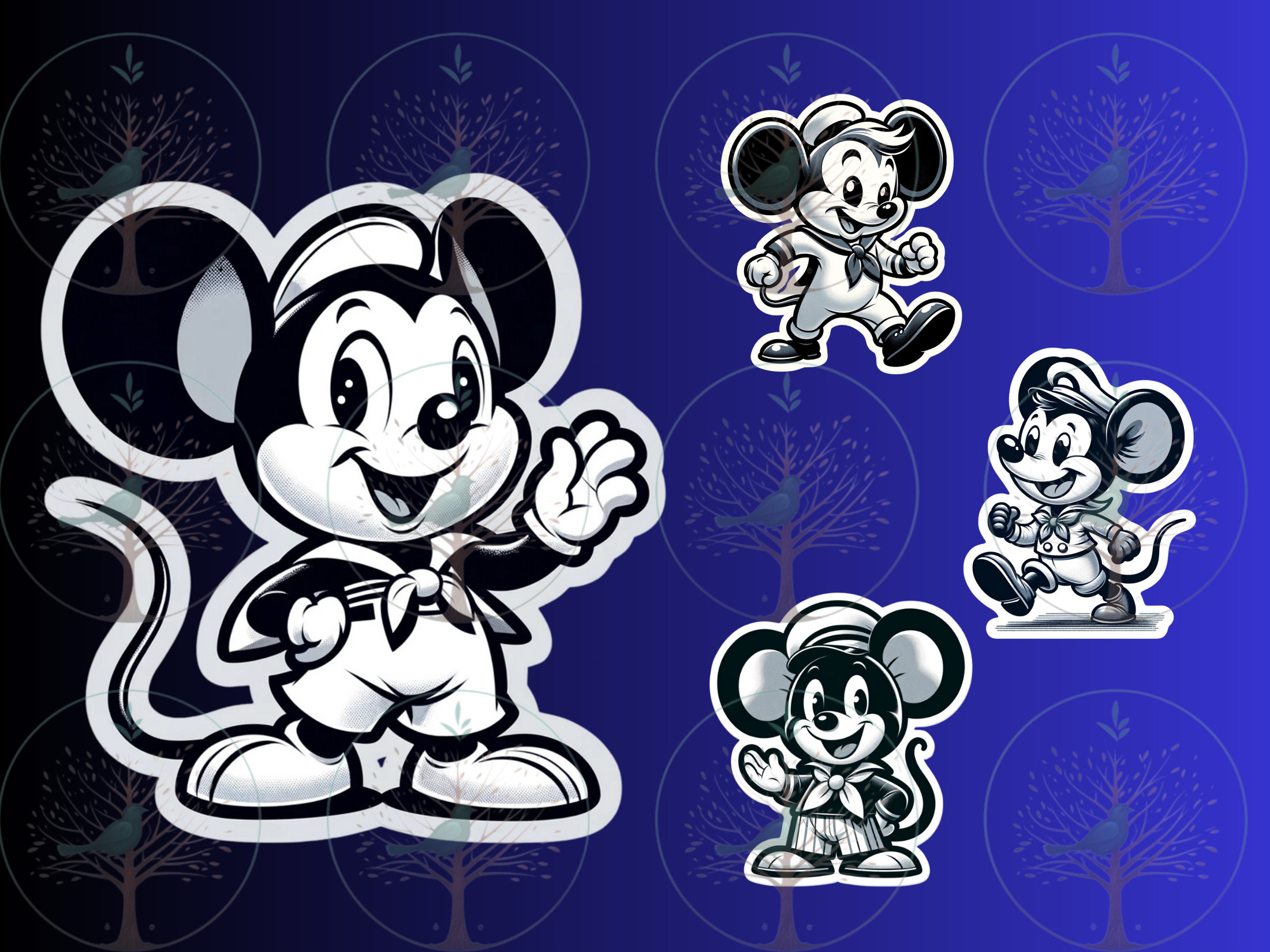 Vintage Mouse Clipart Set, Black and White, Timeless Cartoon, Retro ...