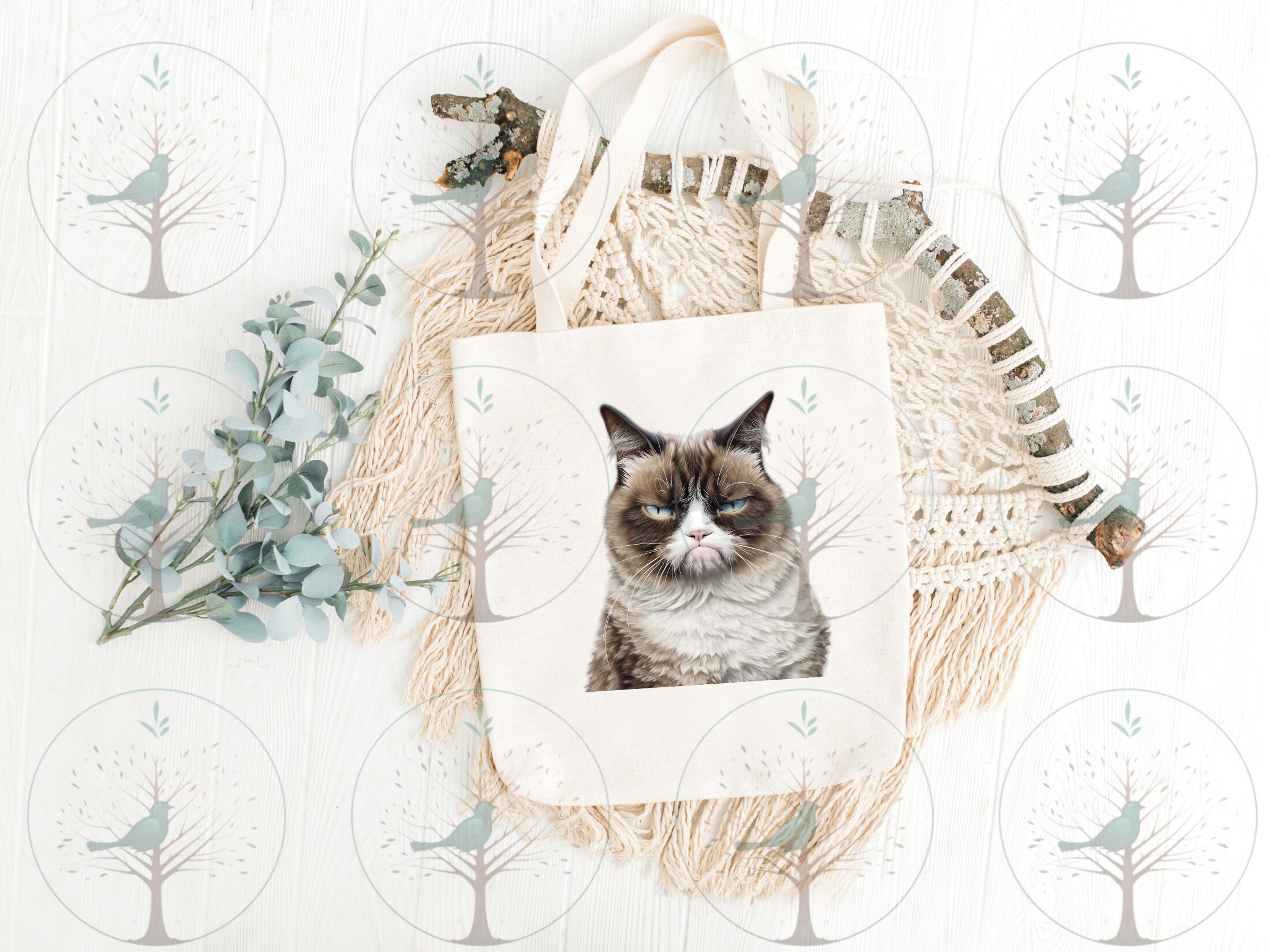 Silly Meme Cat Clipart Grumpy Cat Portrait Funny Cat Mom - Etsy