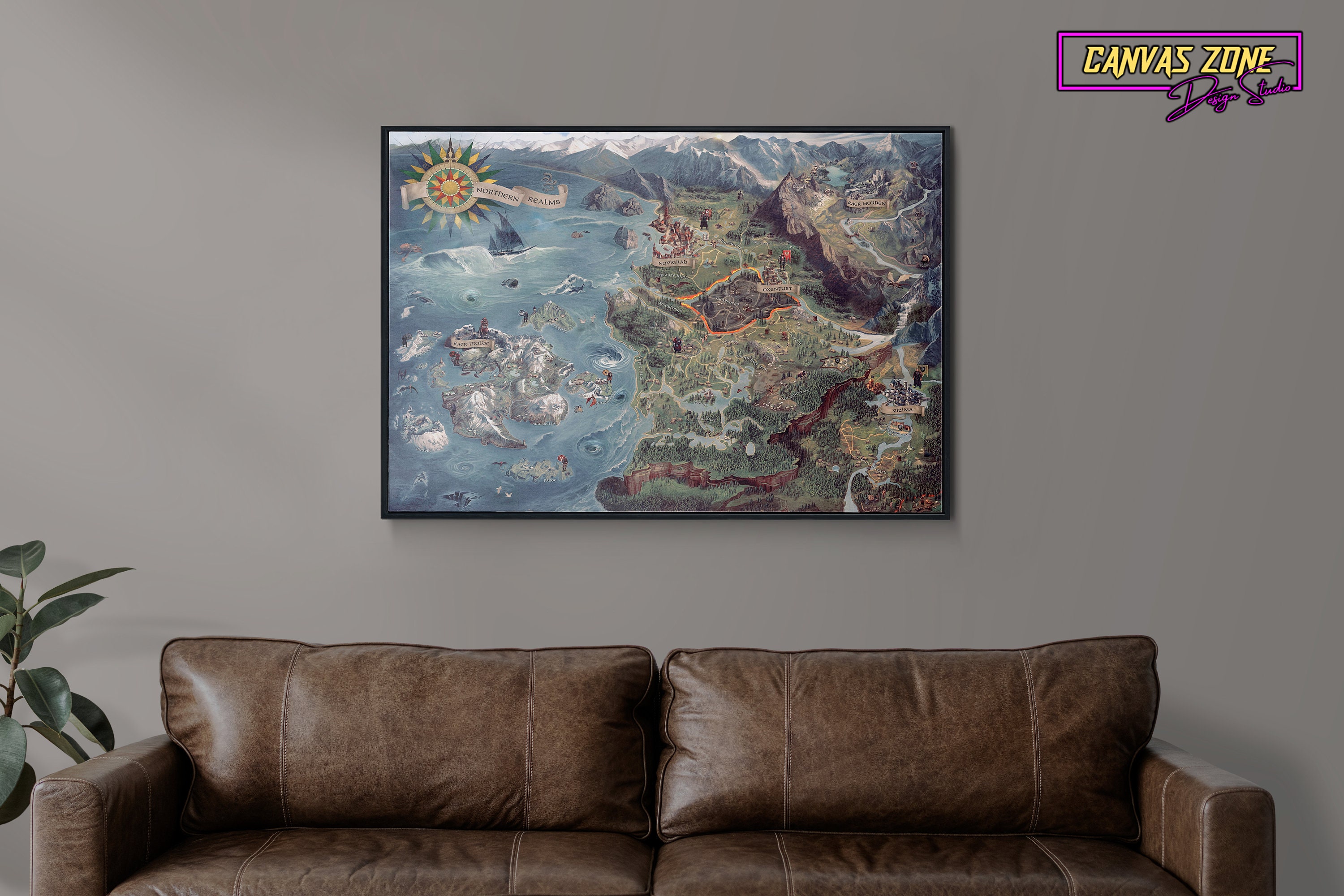 The Witcher 3 Map Canvas Poster, Game Series Map Canvas, Witcher Game ...