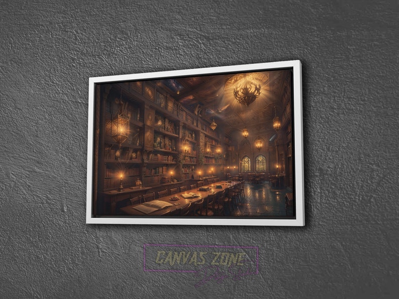Fantasy Bookstore Print, Fantasy Library Painting, Wizard Library ...