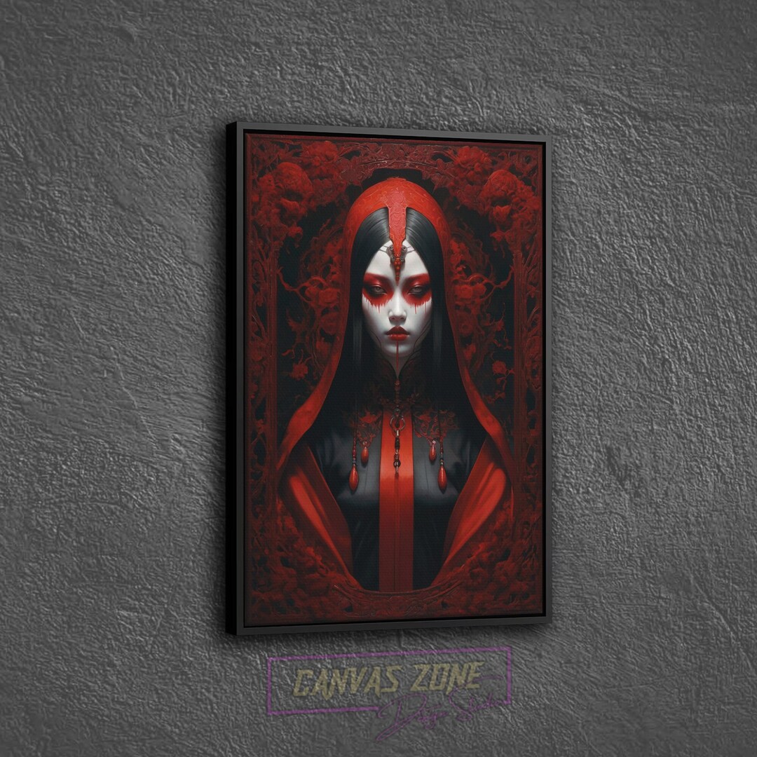 Japanese Goth Canvas, Japanese Traditional Canvas, Japanese Girl Art ...