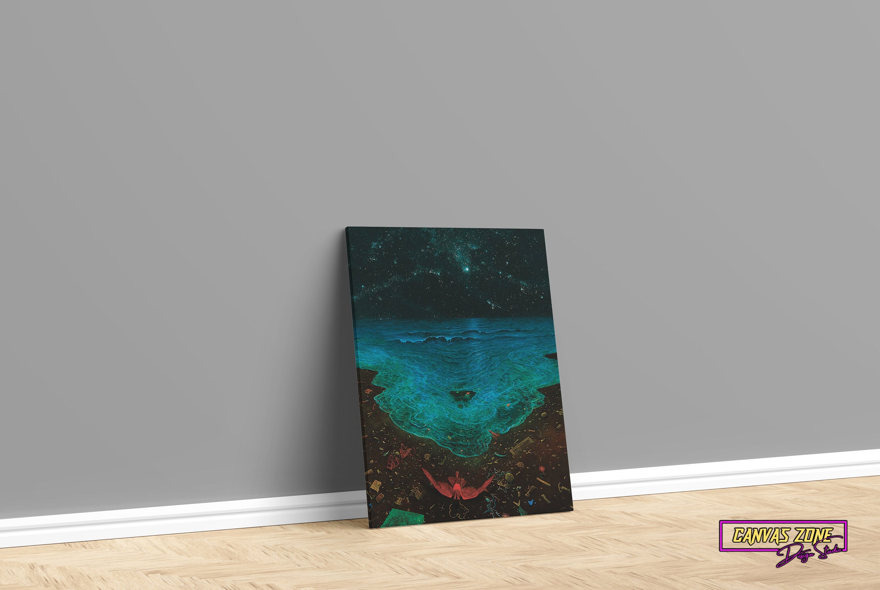Dark Ocean Painting Canvas, Painting of Zdzislaw Beksinski Wall Decor ...