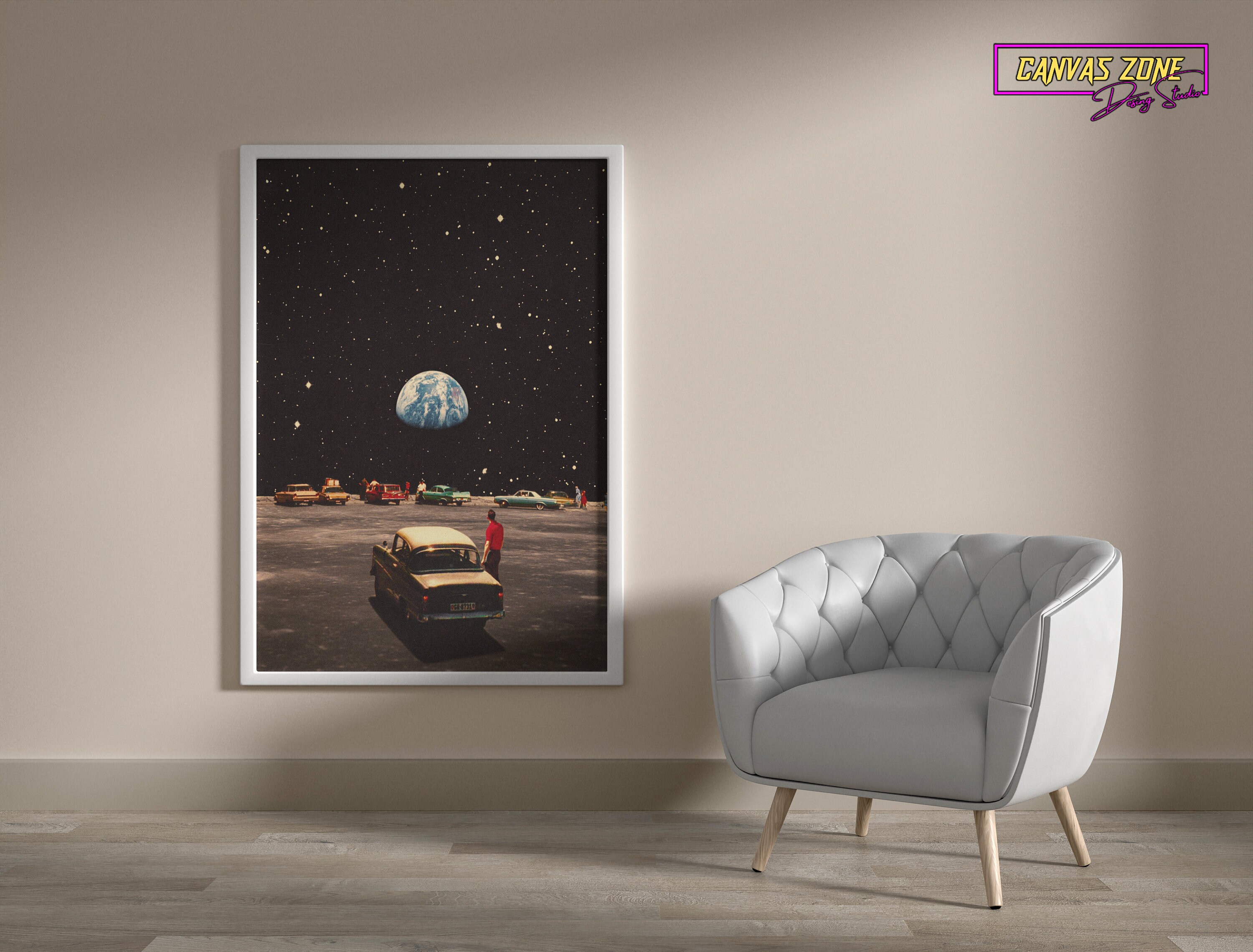 Retro Space Landscape Canvas Poster Retro Space Wall Decor - Etsy