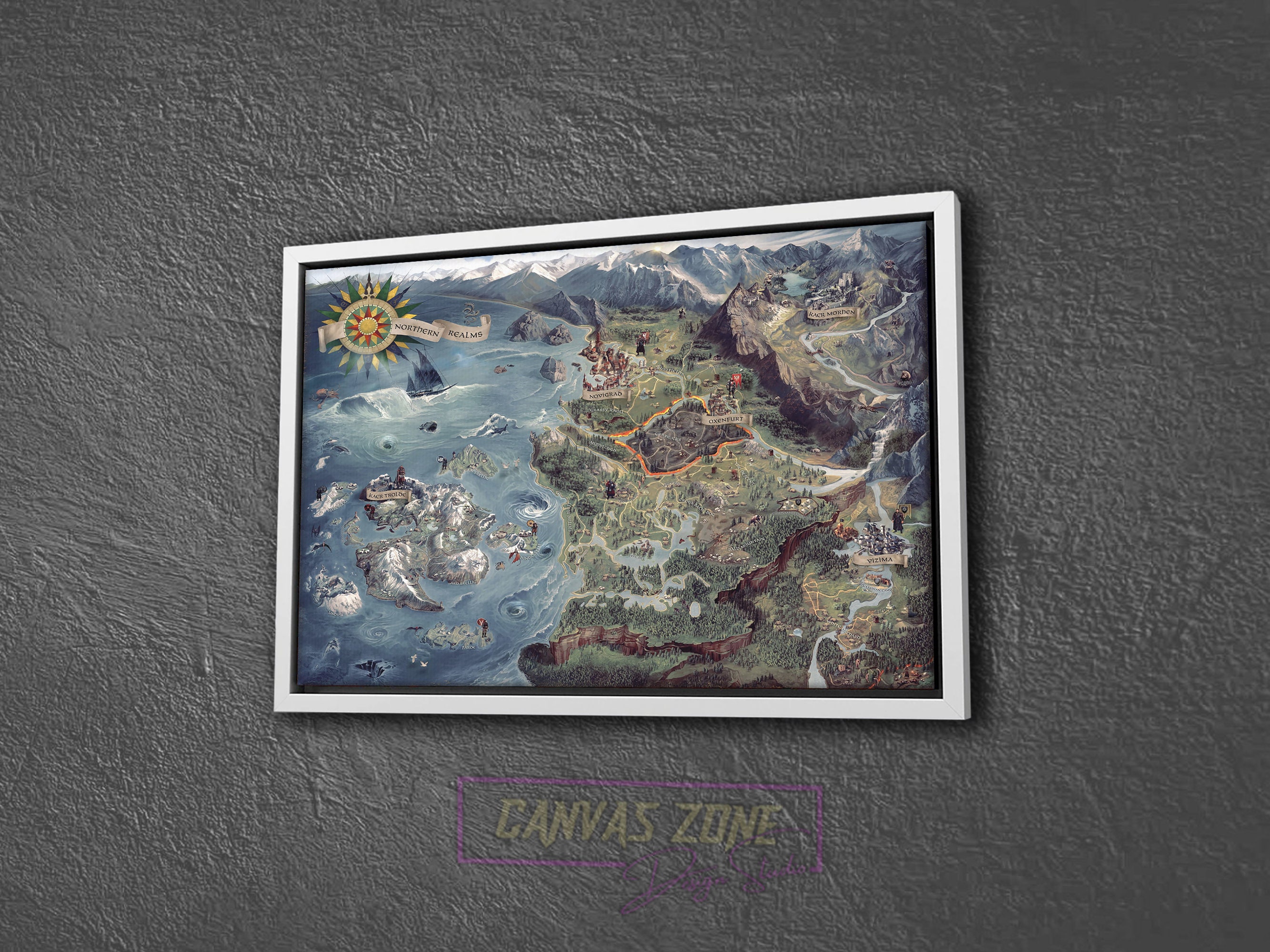 The Witcher 3 Map Canvas Poster, Game Series Map Canvas, Witcher Game ...