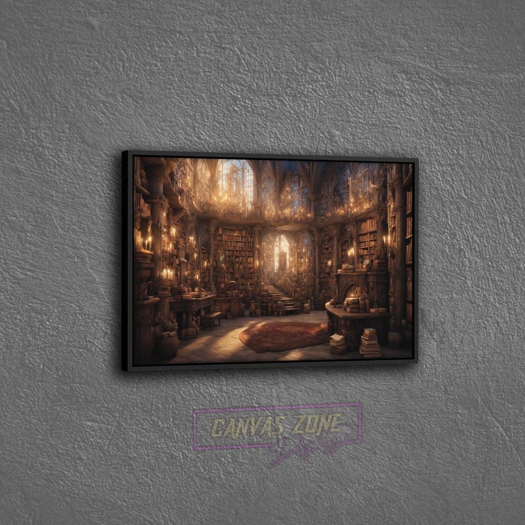 Wizard Library Painting, Fantasy Library Painting, Fantasy Bookstore ...