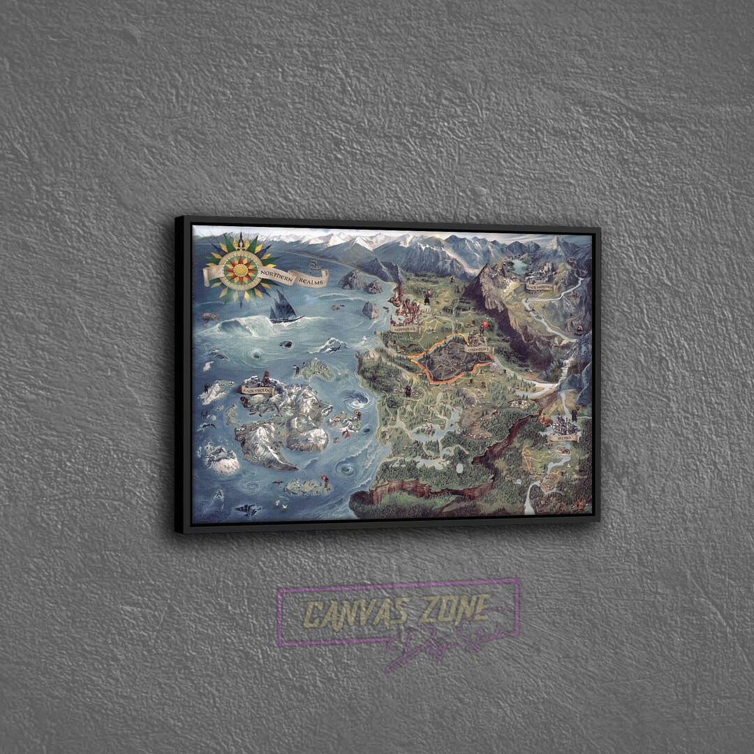 The Witcher 3 Map Canvas Poster, Game Series Map Canvas, Witcher Game ...