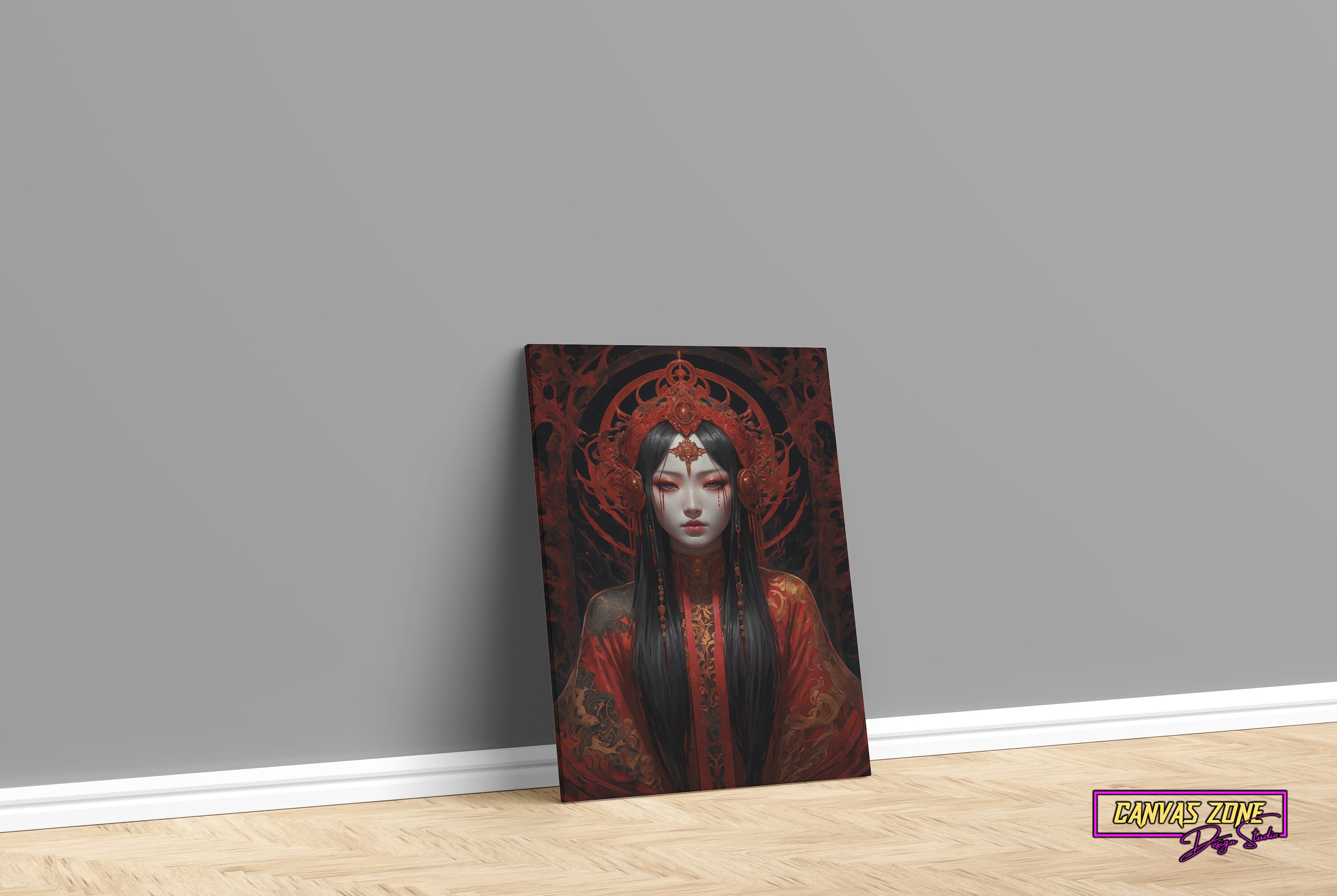 Japanese Traditional Canvas, Japanese Goth Canvas, Japanese Girl Art ...