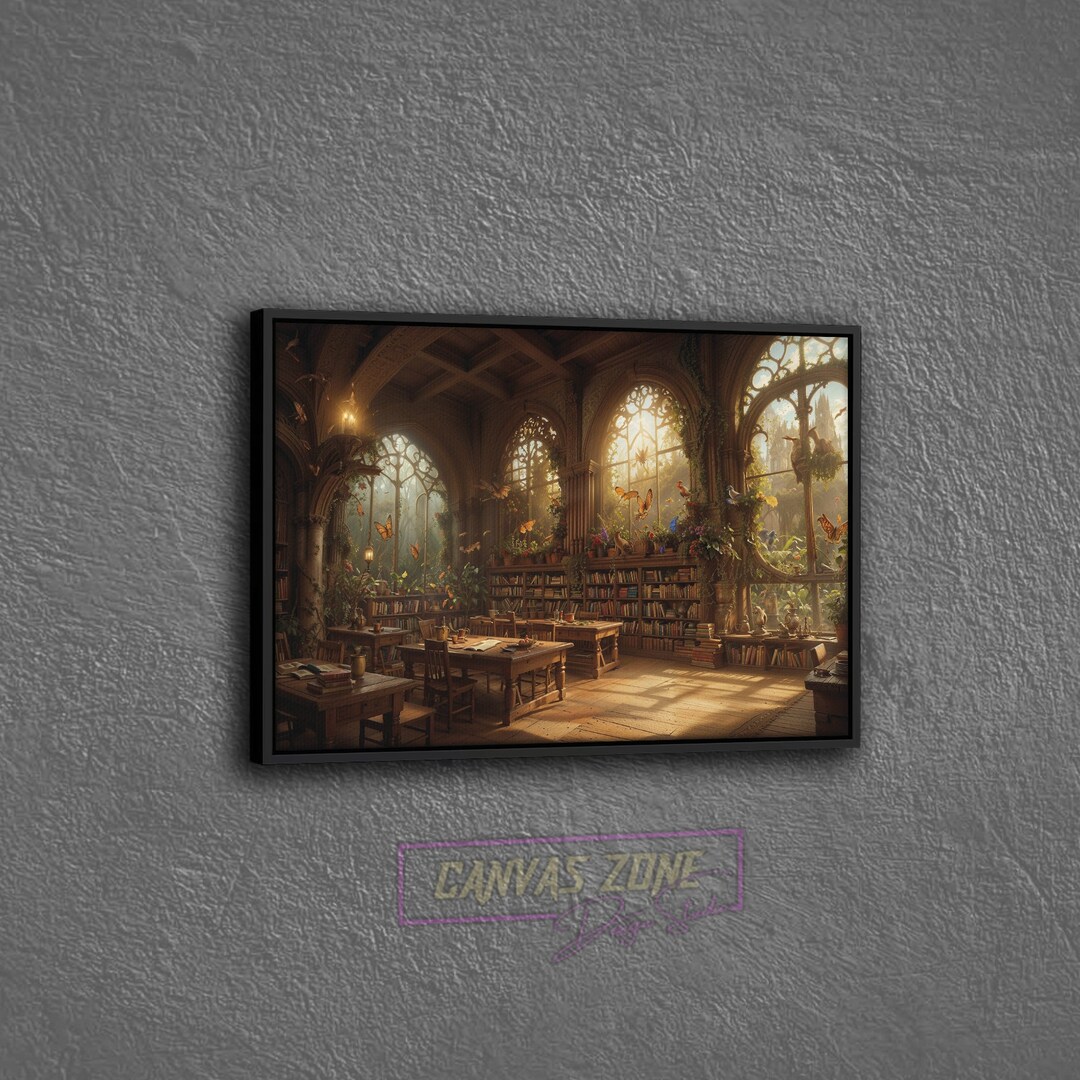 Fantasy Bookstore Art, Fantasy Bookstore Print, Fantasy Library ...