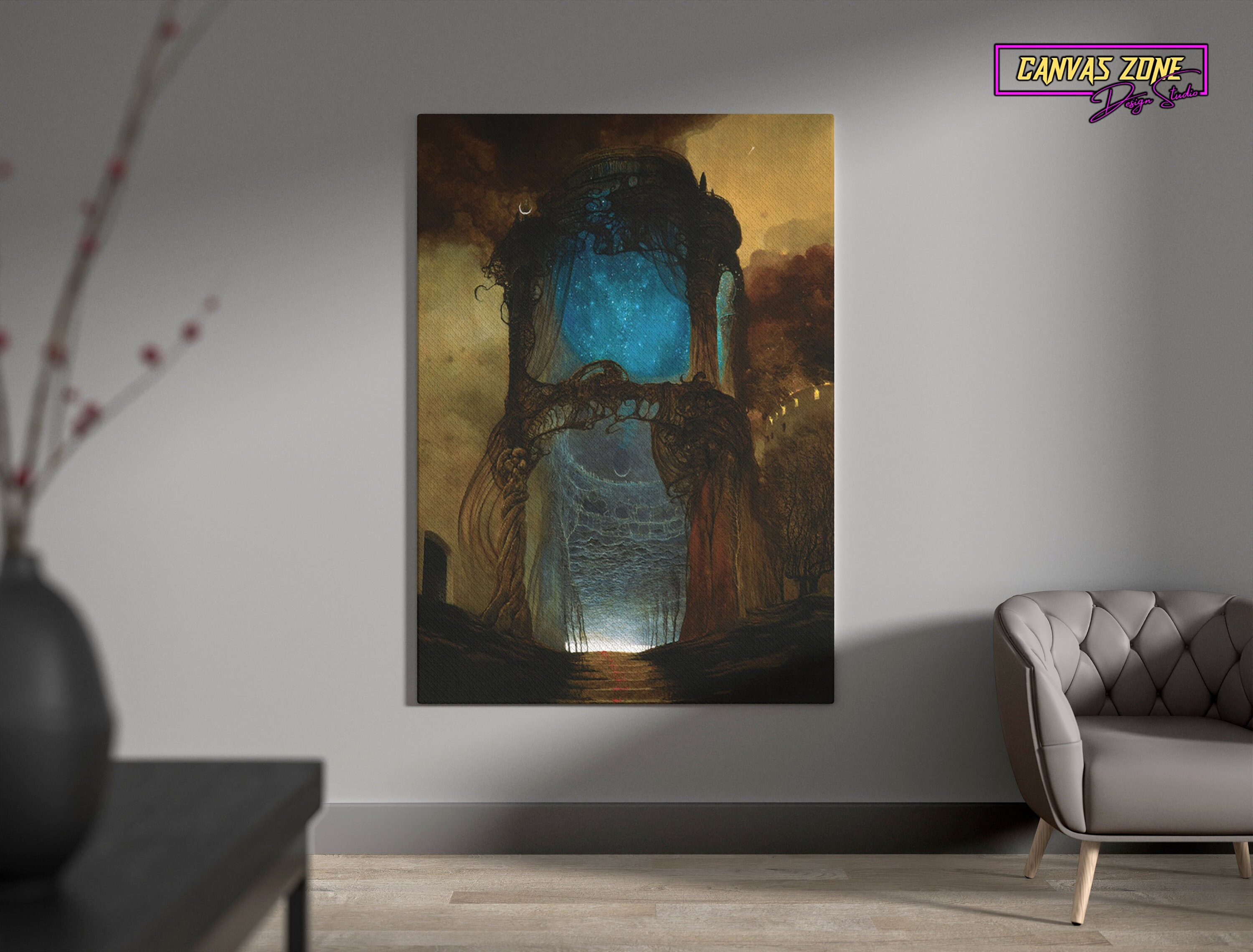 Mythical Gate Painting Canvas, Painting of Zdzislaw Beksinski Wall ...
