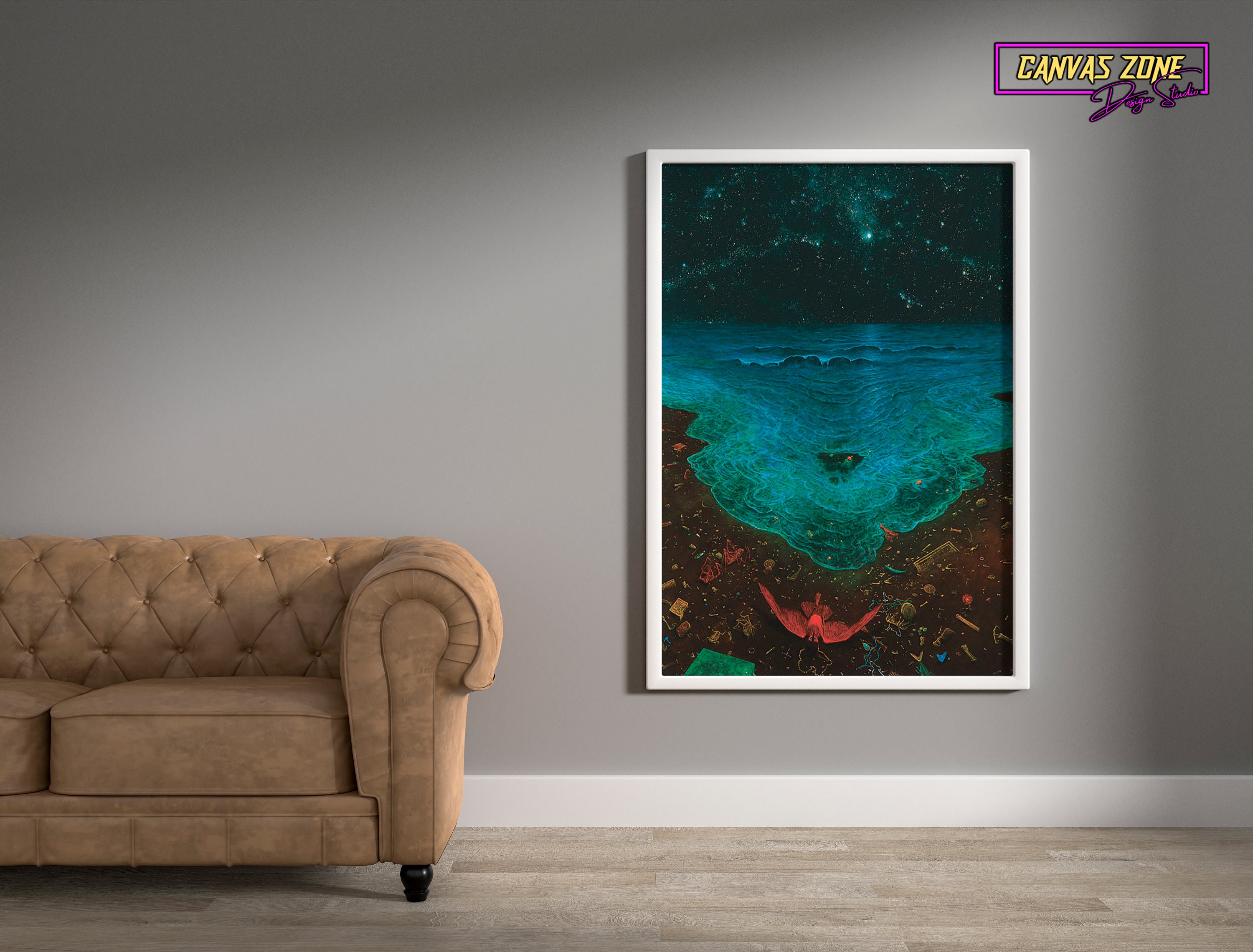 Dark Ocean Painting Canvas, Painting of Zdzislaw Beksinski Wall Decor ...