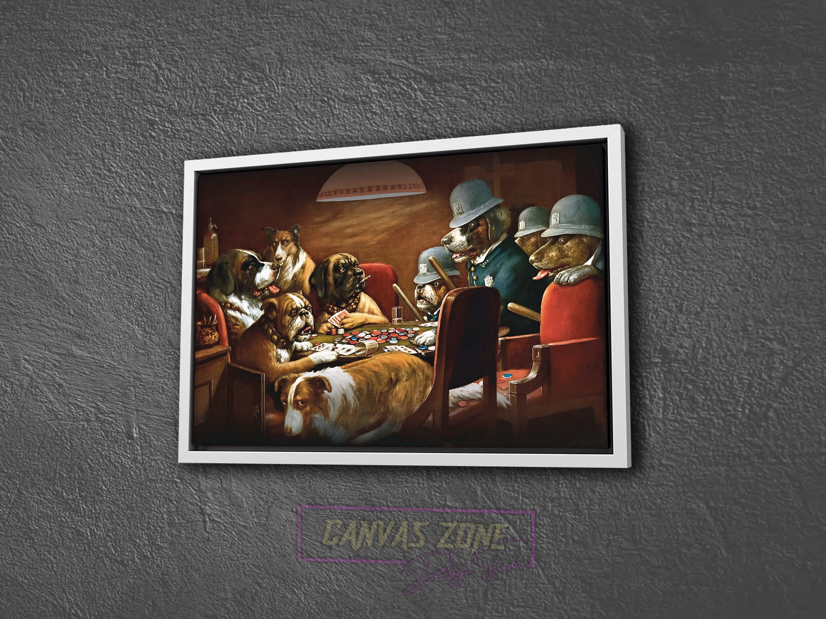 Pinched With Four Aces Canvas Poster, Dogs Playing Poker Canvas Poster ...