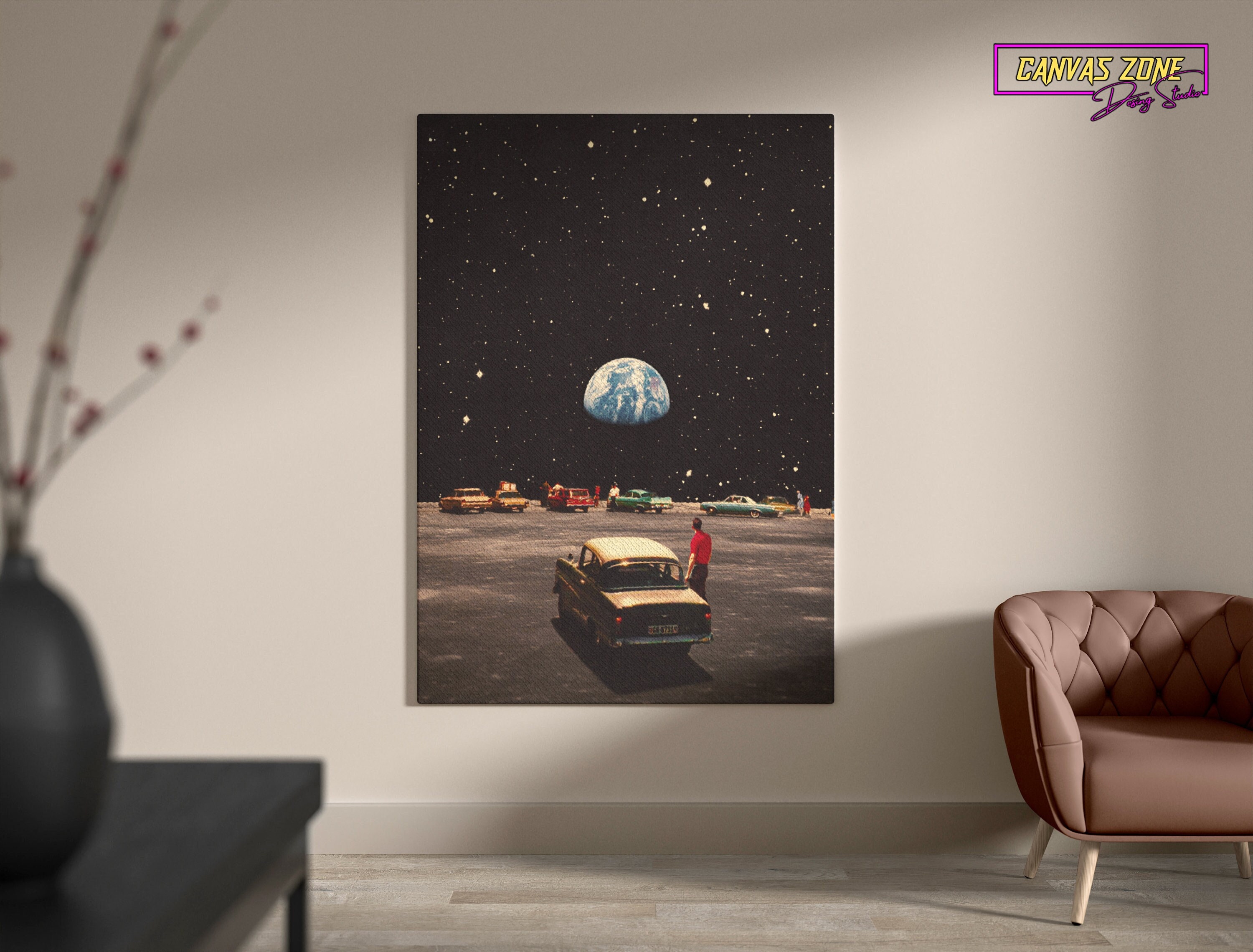 Retro Space Landscape Canvas Poster Retro Space Wall Decor - Etsy