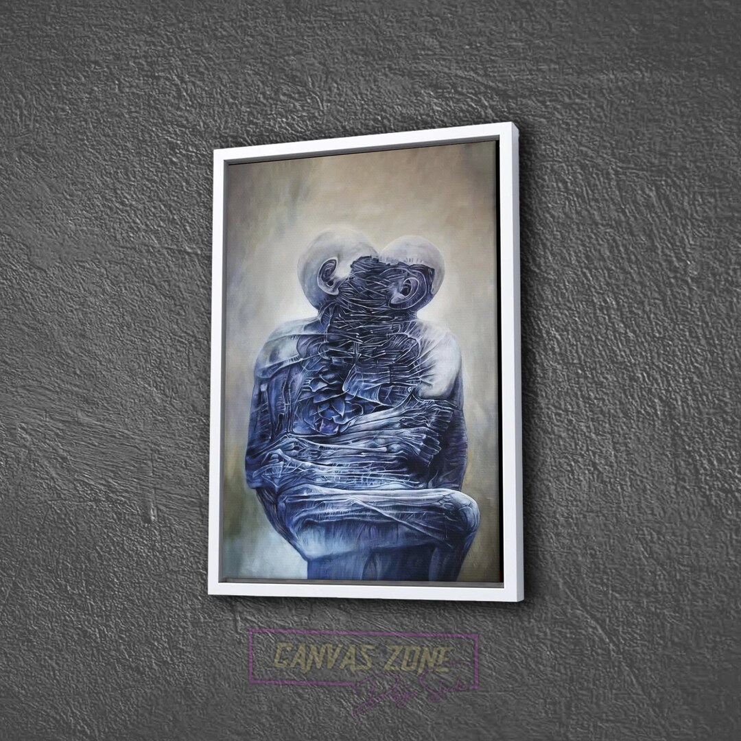 Skeleton Couple Painting Canvas, Painting of Zdzislaw Beksinski Wall ...