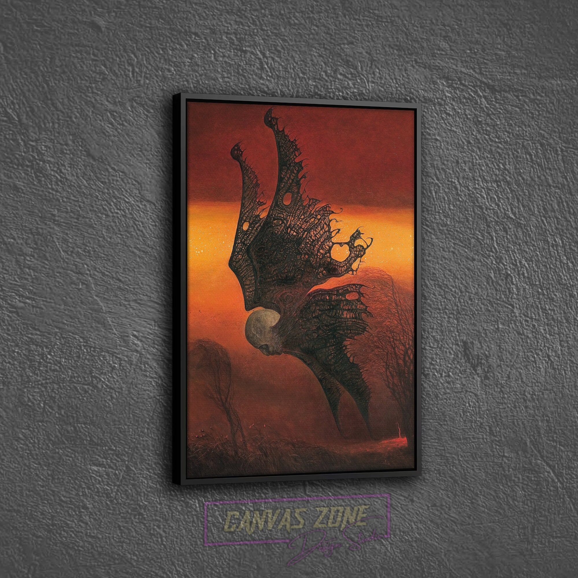 Devil Skeleton Painting Canvas Painting of Zdzislaw Beksinski - Etsy