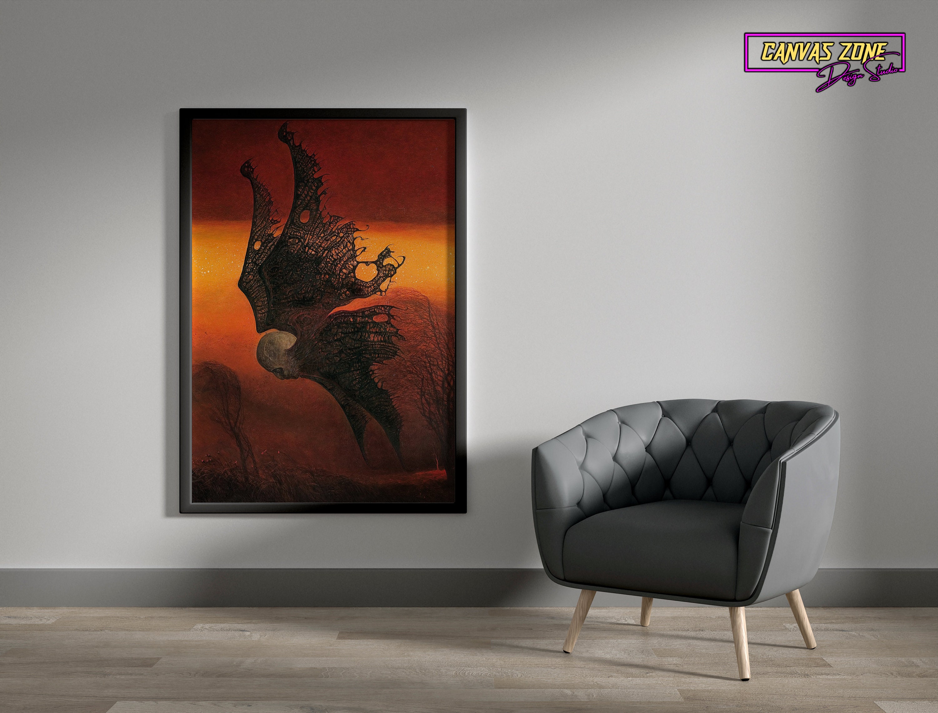 Devil Skeleton Painting Canvas Painting of Zdzislaw Beksinski - Etsy